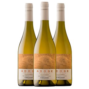 Kit 3 Garrafas Vinho Branco Adobe Reserva Chardonnay Orgânico 750ml